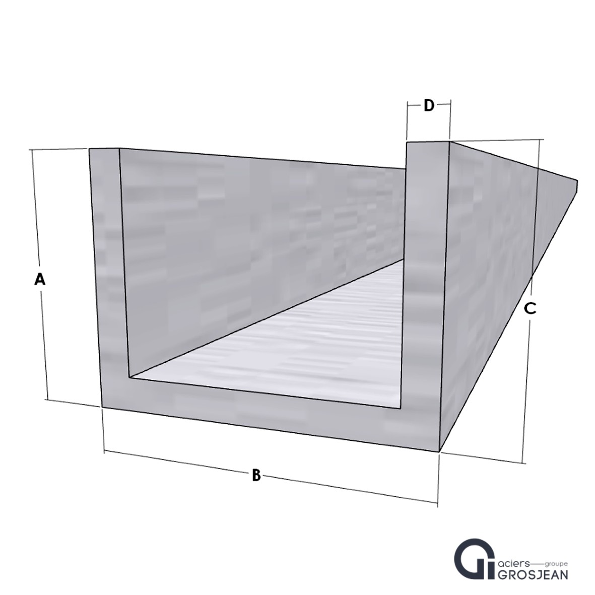 Profil en U 20x20x20x2mm en Aluminium Aciers Grosjean - Aciers Grosjean